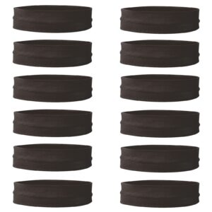 ronnorr 12 pack stretch headbands mixed colors yoga sports hairband for women soft elastic athletic hair accessories (black-colored)