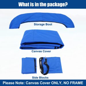 X AUTOHAUX 600D Canvas Only NO Frame 4 Bow Bimini Top Replacement Top Cover with Detachable Side Blocks Storage Boot Blue