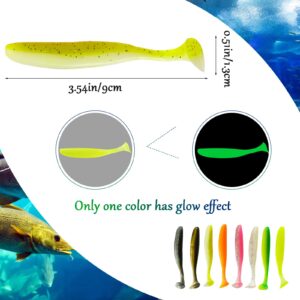 Soft Plastic Fishing Lures, 24Pcs Paddle Tail Swimbaits for Bass Fishing, Bass Fishing Lure Swim Baits for Fishing Trout Redfish Freshwater Saltwater