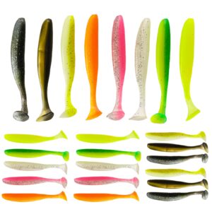 soft plastic fishing lures, 24pcs paddle tail swimbaits for bass fishing, bass fishing lure swim baits for fishing trout redfish freshwater saltwater