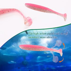 Soft Plastic Fishing Lures, 24Pcs Paddle Tail Swimbaits for Bass Fishing, Bass Fishing Lure Swim Baits for Fishing Trout Redfish Freshwater Saltwater