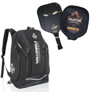 pickleball backpack professional tour bag and immortal 16mm carbon fiber wide body pickleball paddle