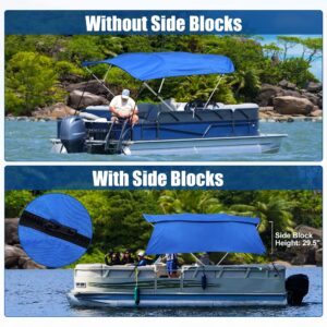 X AUTOHAUX 600D Canvas Only NO Frame 4 Bow Bimini Top Replacement Top Cover with Detachable Side Blocks Storage Boot Blue