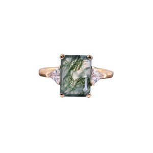 emerald cut green moss agate women's wedding ring delicate bridal ring unique style ring birthday gift for her unique style ring gift for wife by kanishka gems jewels