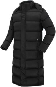 hmlopx men women down long quilted coat, puffer jacket windproof quilted down parkas with hood (color : black, size : s-small)