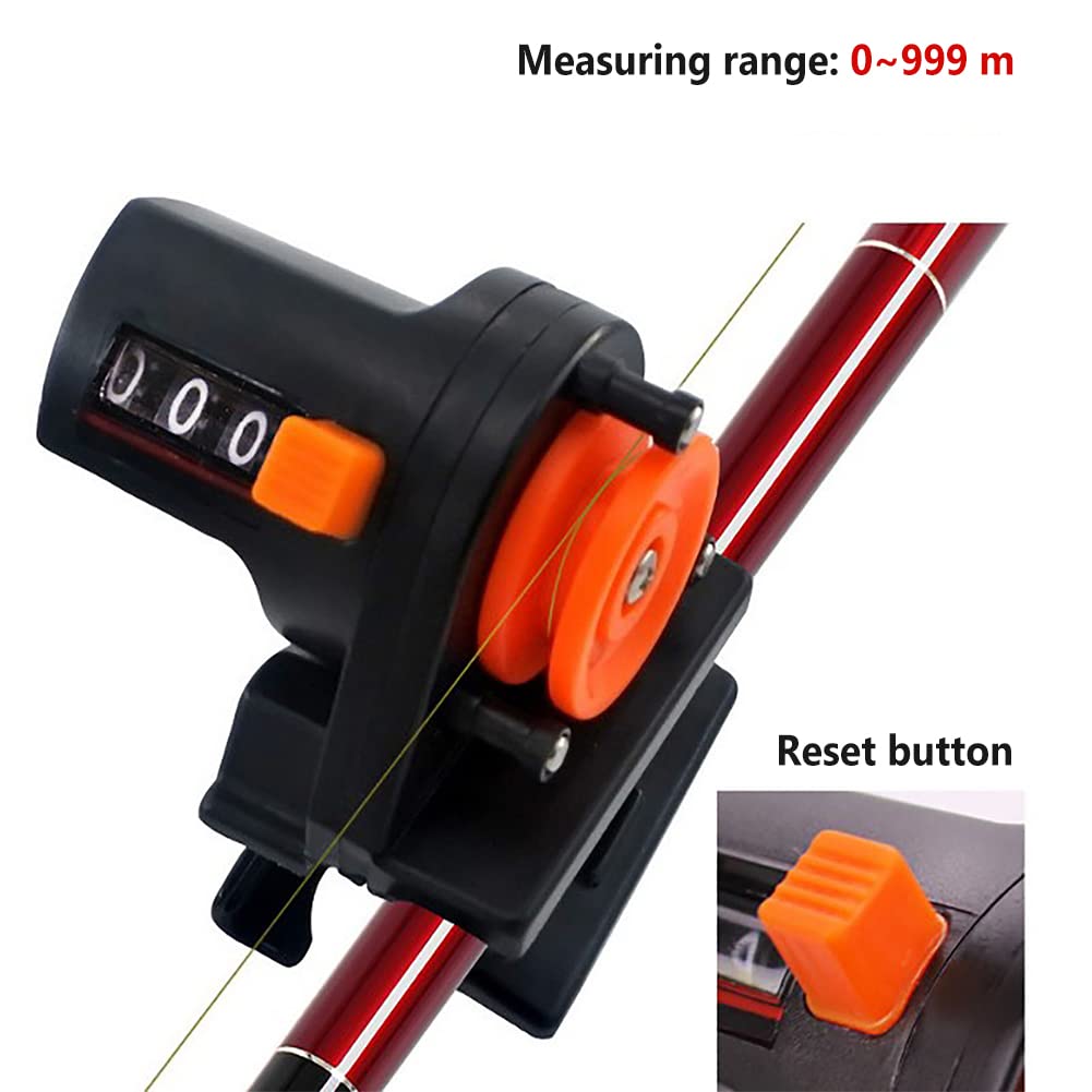 Fishing Line Counter, Fishing Line Depth Counter Finder Tool with Reset Button, Digital Display Length Gauge Tackle Tool, 0-999M Accurate Manual Meter Gear As Shown