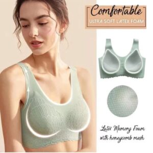 Terminaten Bombshell Push Up Comfort Bra,Deep Cup Bra,Shock-Proof Latex Pad Lace Sports Yoga Running Bra (Skin color, M)