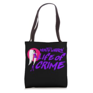 monty warren life of crime tote bag