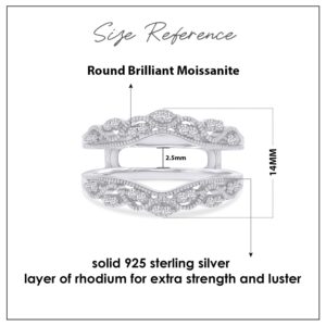 Wishrocks 1/5 Carat Round Moissanite Diamond Vintage Style Ring Guard Solitaire Enhancer Wrap for Women 14k White Gold Over 925 Sterling Silver (0.20 Cttw, Clarity-VVS1) Gift Jewelry -5.5