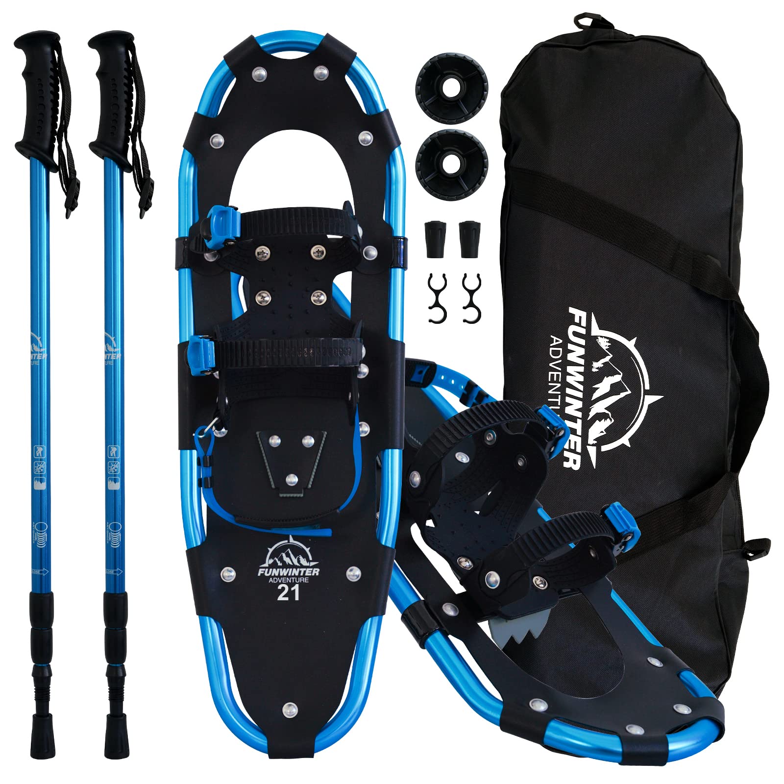 Tuxedo Sailor 25" Snowshoes Light Weight with Carrying Tote Bag and Adjustable Trekking Poles,Easy to Wear Aluminum Alloy Snowshoes for Women Men Youth