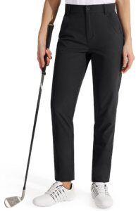 libin women's golf pants lightweight water resistant straight leg slacks work casual dress office business travel hiking pants, black 6