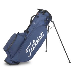 titleist mens players 4 navy golf stand bag, nylon, double strap, 4-way divider, 7 pockets, 3.7 pounds, high-grade aluminum legs