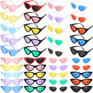 40 pairs retro cat eye sunglasses bulk vintage women sunglasses colorful plastic frame 90s sunglasses for girl men (elegant color)