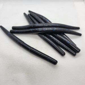 5" stick bait worm - qty 10/pack (black with blue flake - salt added)