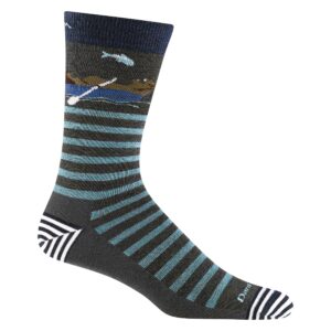 darn tough men's animal haus crew lightweight sock (style 6066) - forest, large