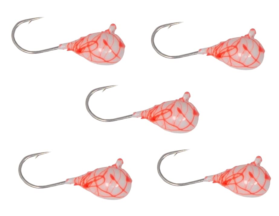 UV Glow Tungsten Ice Fishing Jigs 5-Pack Crappie Perch Bluegill Panfish Jig 5mm (Peppermint Zombie)