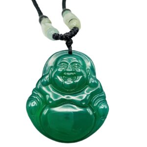 1 pc Chinese Green Jade Jewelry Lucky Smiling Buddha Charm Pendant