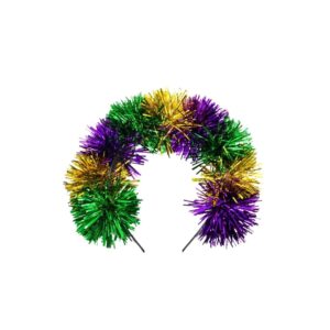 mardi gras spot purple, green, and gold pom pom headband (each)