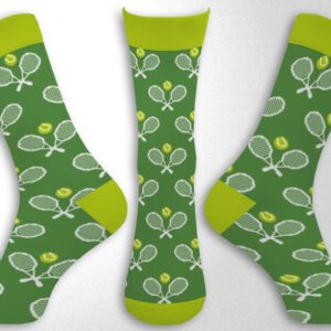 Euroscarves Sports-Themed Socks (US, Numeric, 8, 11, Regular, Regular, Tennis)