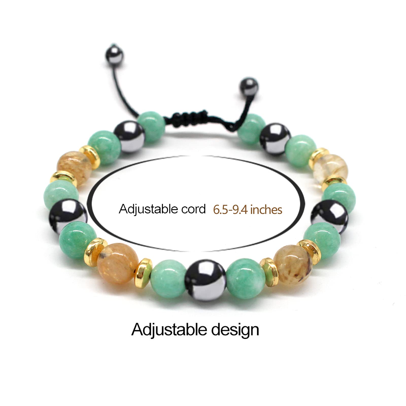 Citrine Crystal Bracelet with Green Aventurine for Maximum Lucky Money Wealth, Prosperity, Good Luck Feng Shui Bracelet Hematite Bracelet Pulseras para hombres, Bracelets for Women, Mens Bracelets Set