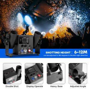 Professional Confetti Launcher Cannon Machine, Confetti Blower Machine Confetti Cannon DMX/Remote Control for Gender Reveal Weddding Disco Show Club Stage Party (2 shot)