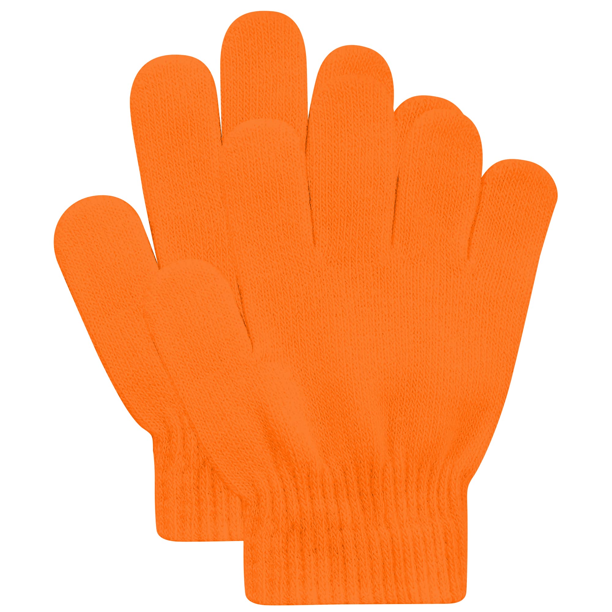 Uttpll Kids Gloves Winter Knit Gloves for Toddler Baby Magic Mittens Children Warm Stretchy Finger Gloves for Boys Girls Orange One Size