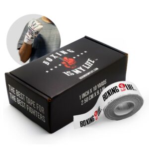 boxing tape, athletic tape, sports tape athletic use, easy-rip sport tape with solid grip, professional-grade, no sticky residue, 1 inch x 10 yards, 12-roll box - boxing is my life