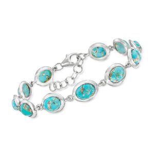 ross-simons turquoise bracelet in sterling silver. 7 inches