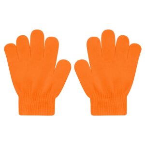 Uttpll Kids Gloves Winter Knit Gloves for Toddler Baby Magic Mittens Children Warm Stretchy Finger Gloves for Boys Girls Orange One Size