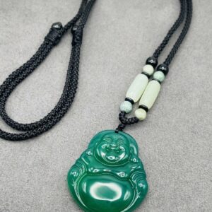 1 pc Chinese Green Jade Jewelry Lucky Smiling Buddha Charm Pendant