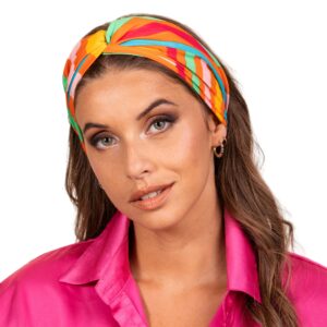 mon petit bandeau - women's fashion headbands - hair accessories french brand - trendy hairband for women - multicolored striped print twist headband | raven model