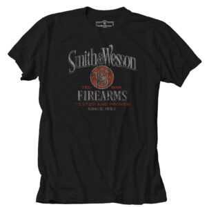 smith & wesson officially licensed men's short sleeve crewneck t-shirt, classic graphic s&w logo tee (us, alpha, xx-large, regular, regular, multi)