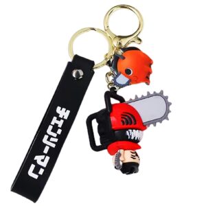 wellcalmly anime chain-saw men pochita keychains chainsaw pochita cosplay metal keychains accessory gifts for women men (black)