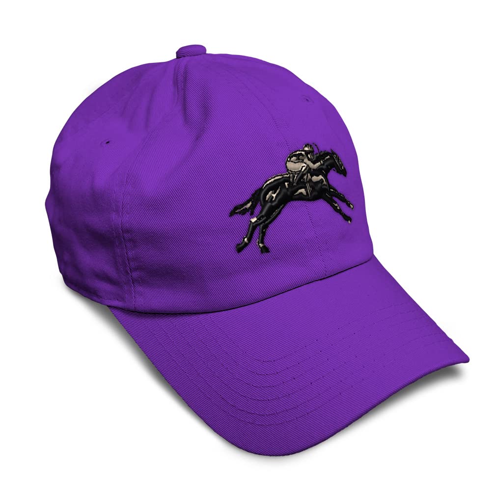 Soft Baseball Cap Jokey Horse Race Embroidery Farm and Domesticated Animals Mules Twill Cotton Dad Hats for Men & Women Purple Design Only