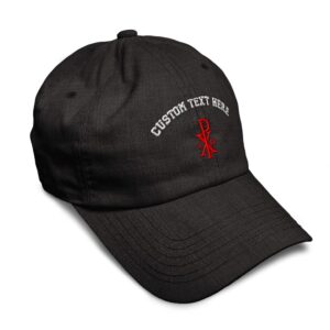 custom soft baseball cap chi rho with alpha omega embroidery symbols chi rho twill cotton dad hats for men & women dark denim personalized text here