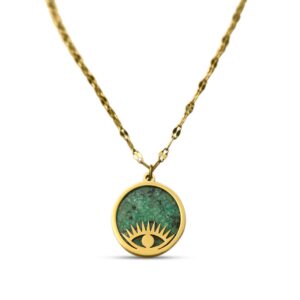 evil eye necklace gold 18k turquoise crystal necklace for protection luxury turquoise pendant natural crystal jewelry