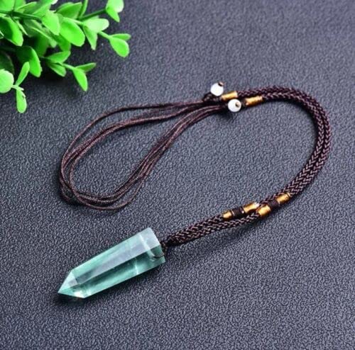 1 pc Green Fluorite Hexagon Pendant Necklace Natural Crystal Point Charm