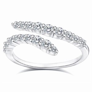 hzsikao moissanite rings, sterling silver engagement rings moissanite diamond open eternity wedding band for women size 8