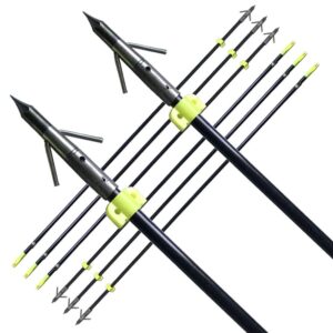 ameyxgs 6/12pcs archery fiberglass bowfishing arrow bow fishing arrows with broadheads and safty slides for compound and bow recurve bow fishing hunting (6 pcs)