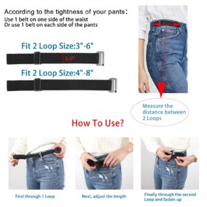 JASGOOD No Buckle Elastic 2 Loop Belt for Women and Men,No Show Belt Loops Belt Pant Waist Tightener