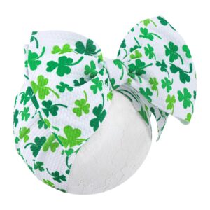 yanjie 7" st.patrick's day baby girls headbands shamrock print baby bows newborn wide hair bows handmade st.patricks elastics headband hair accessories gift for infant toddlers kid