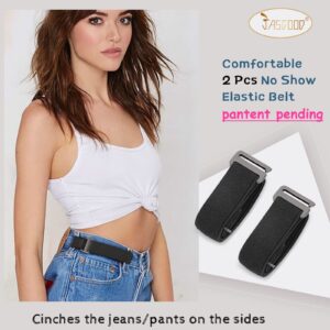 JASGOOD No Buckle Elastic 2 Loop Belt for Women and Men,No Show Belt Loops Belt Pant Waist Tightener