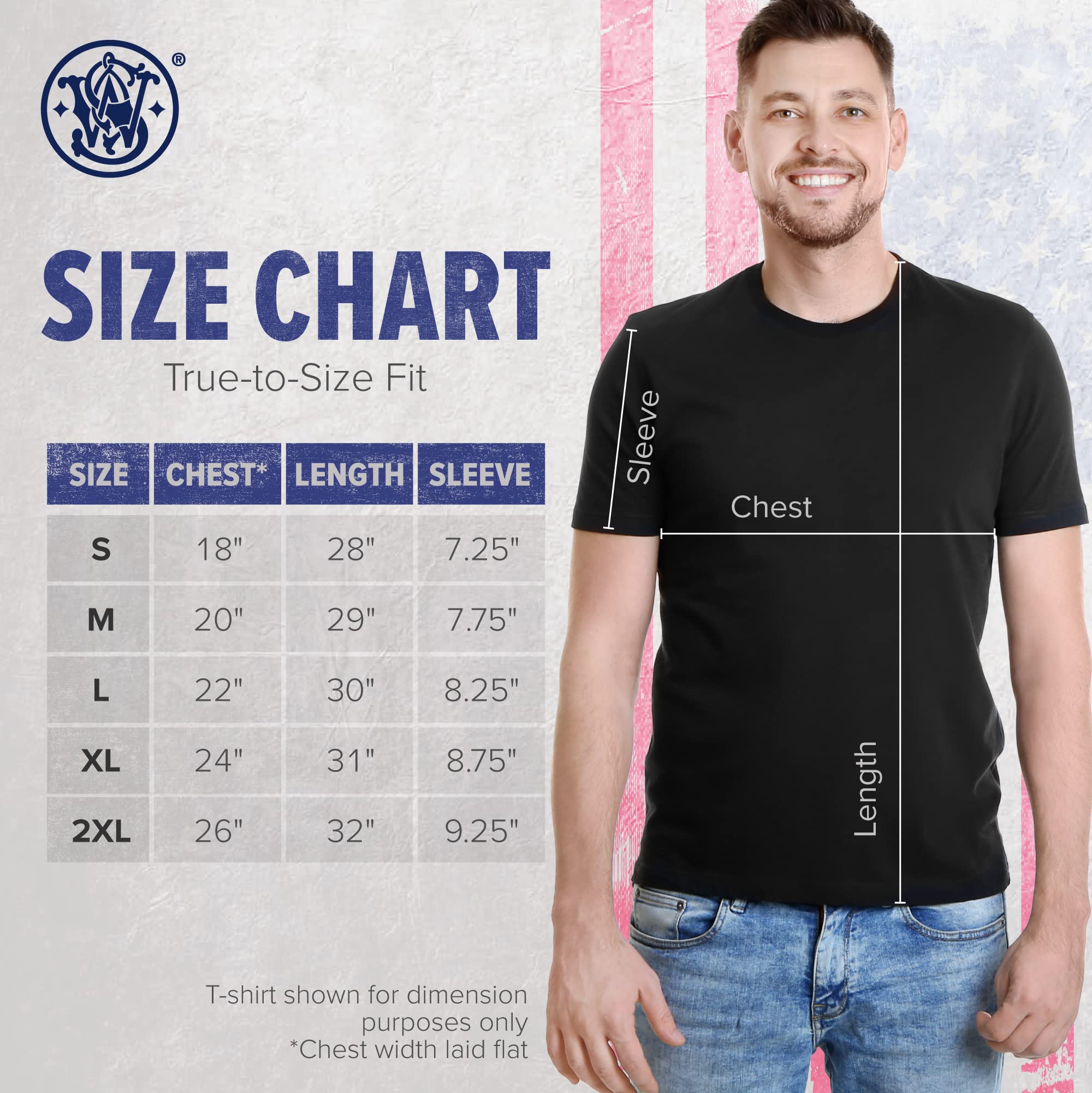 Smith & Wesson Officially Licensed Men's Short Sleeve Crewneck T-Shirt, Classic Graphic S&W Logo Tee (US, Alpha, XX-Large, Regular, Regular, Multi)