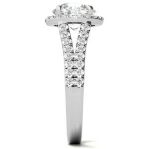 VIN GOL Round Brilliant 1.35 ctw VS2 Clarity, I Color Diamond Platinum Halo Ring