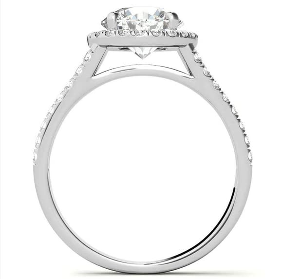 VIN GOL Round Brilliant 1.35 ctw VS2 Clarity, I Color Diamond Platinum Halo Ring