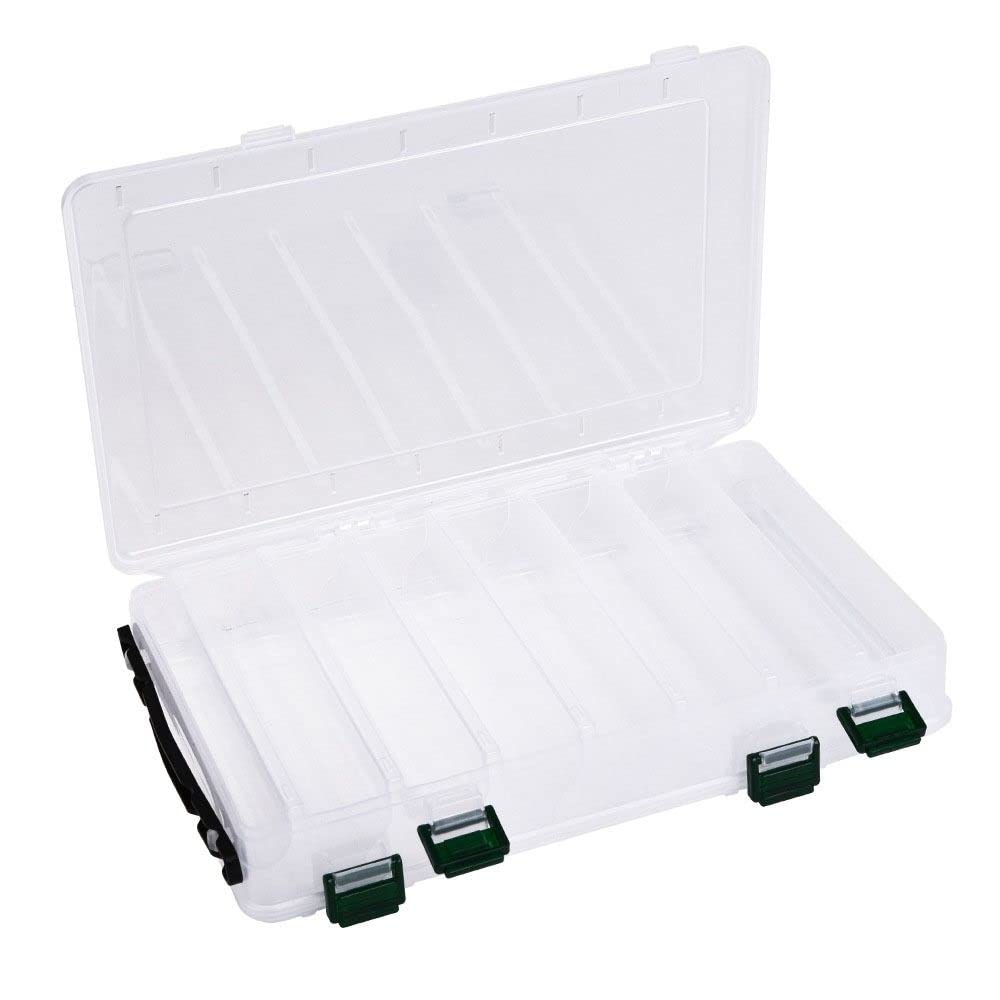 Double Sides Fishing Box, Clear Fishing Tackle Box, Lure Storage Box, PVC Lure Box Fishing Tool, Hook Case Bait Accessories(10grids)