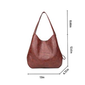 Idoravan Vintage Leather Shoulder Bag for Women Purse Handbag with Back Zipper Pocket Large (Coffee)