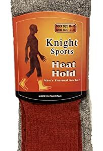 Petal Cliff Cotton Thermal Crew Socks for Unisex, Cold Weather Booth Sock Size: 10-13 Shoe Size: 7-12. (6 Black, 6 Red)