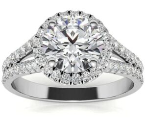 vin gol round brilliant 1.35 ctw vs2 clarity, i color diamond platinum halo ring