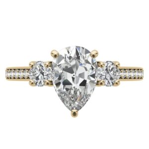 Solitaire Moissanite Engagement Ring Set 2 CT Pear Cut Diamond Bridal Wedding Ring Set for Women Propose Gifts Her VVS Colorless (10K Solid Yellow Gold)